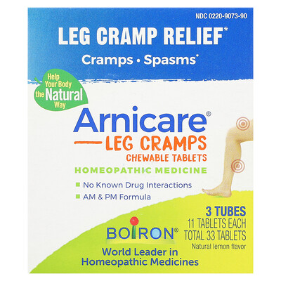 Arnicare leg cramp relief, lemon, 3 tubes, 11 chewable tablets per tube ...