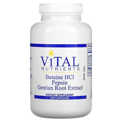 Betaine hcl, pepsin, gentian root extract, 225 capsules by Vital ...