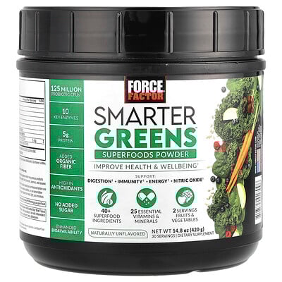 Smarter greens™, superfood powder, unflavored, 14.8 oz (420 g) by Force ...