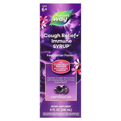 Cough relief+ immune syrup, ages 6+, sambucus, 8 fl oz (240 ml) by ...