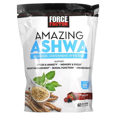 Amazing ashwa, triple berry, 60 soft chews by Force factor Reviews ...