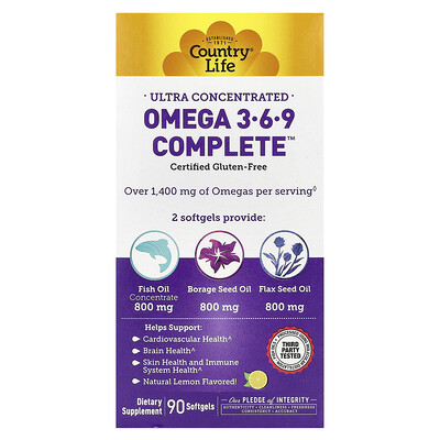 Ultra concentrated omega 3-6-9 complete, natural lemon, 90 softgels by ...