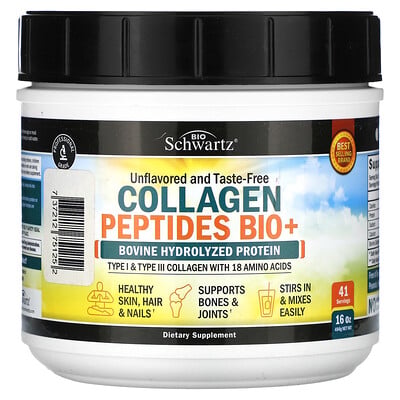 Collagen peptides bio+, unflavored, 16 oz (454 g) by Bioschwartz ...