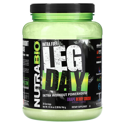 Intra fuel, leg day, grape berry crush, 2.08 lb (946 g) by Nutrabio ...