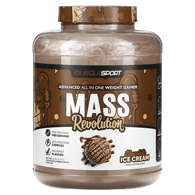 Mass, revolution, chocolate ice cream, 6 lbs (2,721 g) by Musclesport ...