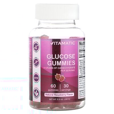 Glucose gummies, natural raspberry, 60 gummies by Vitamatic : review ...