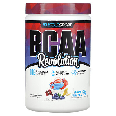 Bcaa, revolution, rainbow italian ice, 15.9 oz (450 g) by Musclesport ...
