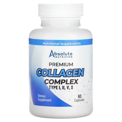 Premium collagen complex, type i, ii, v, x, 60 capsules by Absolute ...