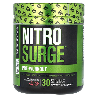 Nitro surge, pre-workout, black cherry, 8.78 oz (249 g) by Jacked ...