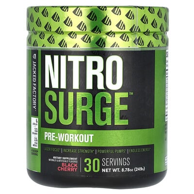Nitro surge, pre-workout, black cherry, 8.78 oz (249 g) by Jacked ...