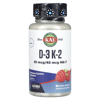 D-3, k-2 , raspberry, 60 micro tablets by Kal : review - Vitamin & thực ...