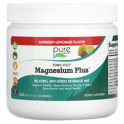 Ionic-fizz, magnesium plus, raspberry-lemonade, 6.03 oz (171 g) by Pure ...