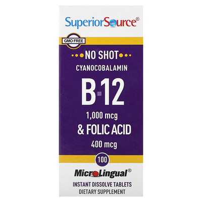 Cyanocobalamin b-12 & folic acid, 100 microlingual instant dissolve ...
