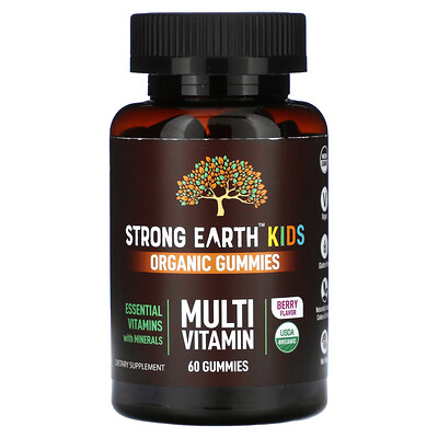 Strong earth kids organic gummies, multi vitamin, berry, 60 gummies by ...