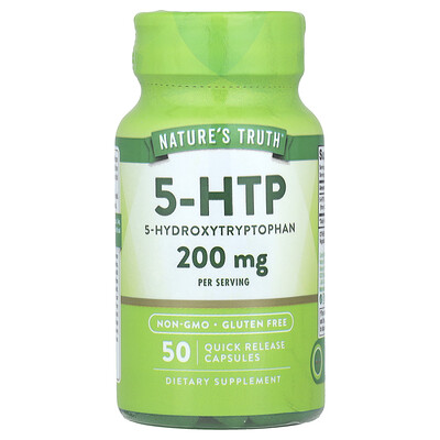 5-htp, 200 mg, 50 quick release capsules (100 mg per capsule) by Nature ...