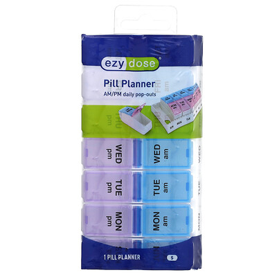 Weekly am/pm daily pop-outs pill planner, small, 1 count by Ezy dose ...