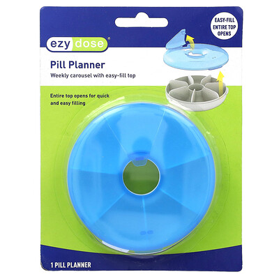 Pill planner, weekly carousel with easy-fill top, 1 count by Ezy dose ...