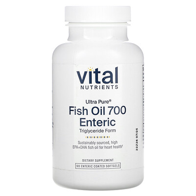 Ultra pure, fish oil 700 enteric, 90 enteric coated softgels by Vital ...