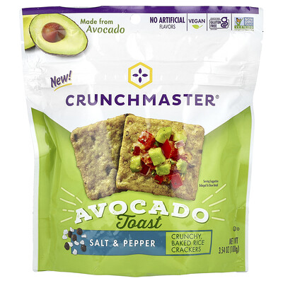 Avocado toast, crunchy baked rice crackers, salt & pepper, 3.54 oz (100 ...