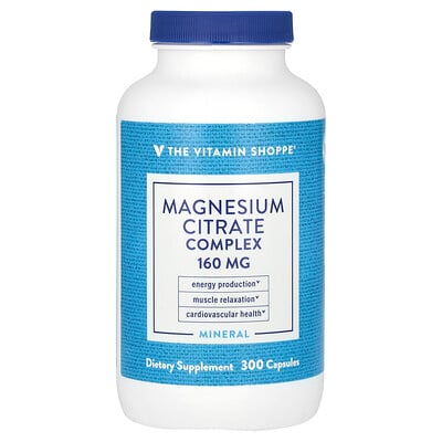 Magnesium citrate complex, 160 mg, 300 capsules by The vitamin shoppe ...