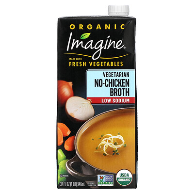 Organic vegetarian no-chicken broth, low sodium, 32 fl oz (946 ml) by ...