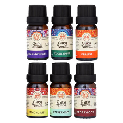Top 6 singles 100% pure essential oils , 6 pack, .33 fl oz (10 ml) each ...