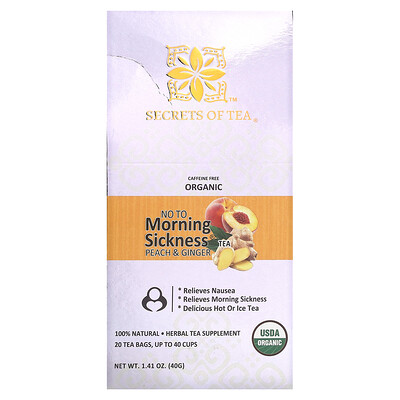 Organic no to morning sickness tea, caffeine free, peach & ginger, 20 ...