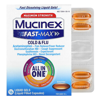 Fast-max cold & flu, maximum strength, for ages 12+, 16 liquid gels by ...