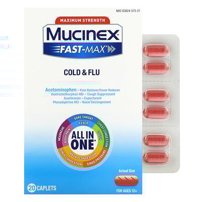 Fast-max cold & flu, maximum strength, for ages 12+, 20 caplets by ...