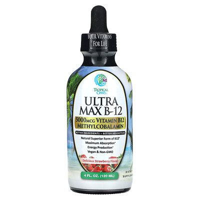 Ultra max b-12, delicious strawberry, 5,000 mcg, 4 fl oz (120 ml) by Tropical oasis : review ...