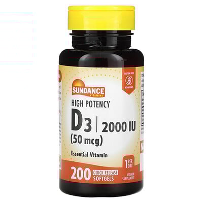 High potency d3, 50 mcg (2,000 iu), 200 quick release softgels by ...