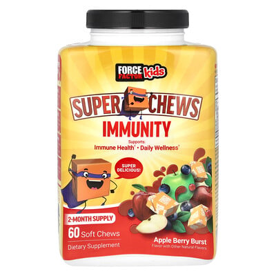 Kids, super chews, immunity, apple berry burst, 60 soft chews by Force ...
