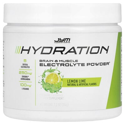 Hydration, electrolyte powder, lemon lime, 7.2 oz (204 g) by Jym ...