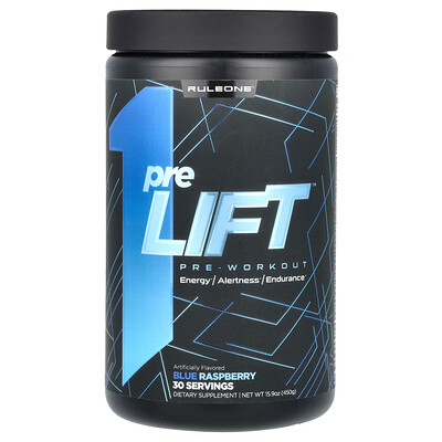 Prelift, pre-workout, blue raspberry, 15.9 oz (450 g) by Rule one ...