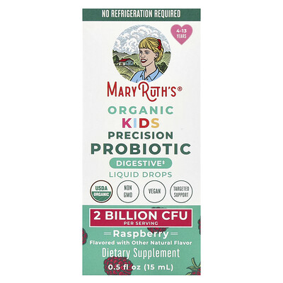 Organic kids precision probiotic, liquid drops, 4-13 years, raspberry ...