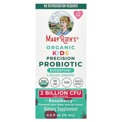 Organic kids precision probiotic, liquid drops, 4-13 years, raspberry ...