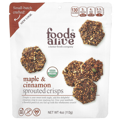 Sprouted crisps, maple & cinnamon, 4 oz (113 g) by Foods alive : review ...
