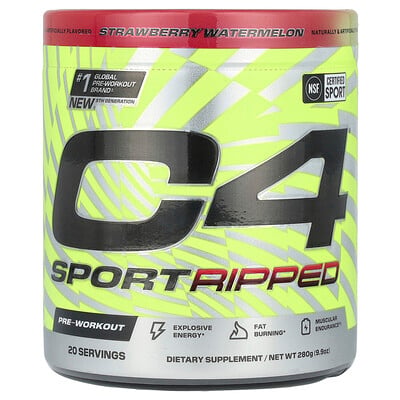 C4 sport ripped, pre-workout, strawberry watermelon, 9.9 oz (280 g) by ...