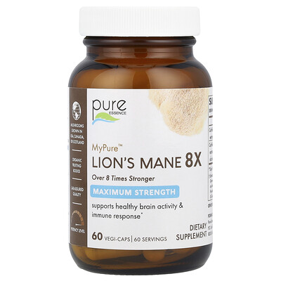 Mypure™, lion's mane 8x, maximum strength, 60 vegi-caps by Pure essence ...