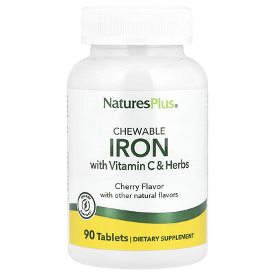 Chewable iron with vitamin c and herbs, cherry, 90 tablets by ...