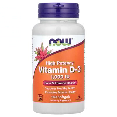Vitamin d-3, high potency, 1,000 iu, 180 softgels by Now foods : review - Vitamins & supplements ...