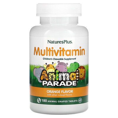 Animal parade, children's chewable multivitamin supplement, orange, 180 ...