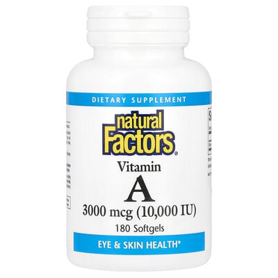 Vitamin a, 3,000 mcg (10,000 iu), 180 softgels by Natural factors ...