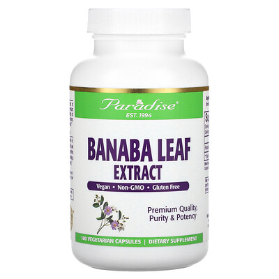 Banaba leaf extract, 180 vegetarian capsules by Paradise herbs Reviews ...
