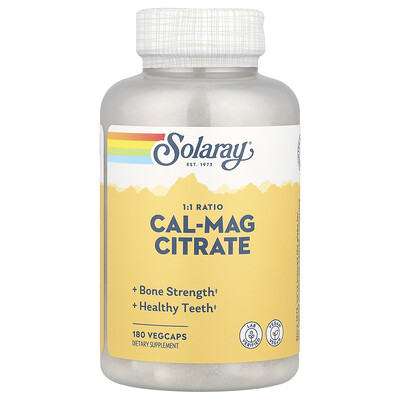 Cal-mag citrate, 1:1 ratio, 180 vegcaps by Solaray : review - Vitamins & supplements ...