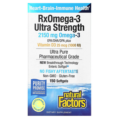 Rxomega-3 ultra strength with vitamin d3, 150 softgels by Natural ...