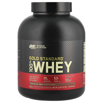 Gold standard® 100% whey, chocolate malt, 5 lb (2.27 kg) by Optimum ...