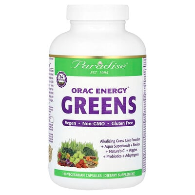 Orac energy® greens, 120 vegetarian capsules by Paradise herbs : review ...