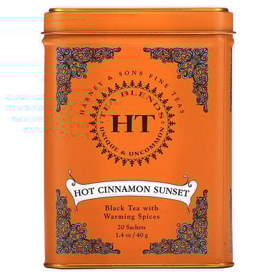 Black tea with warming spices, hot cinnamon sunset, 20 tea sachets, 1.4 ...
