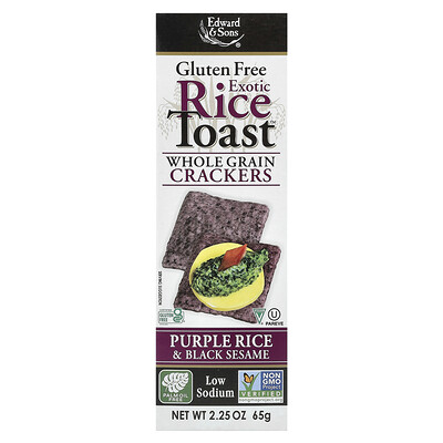 Exotic rice toast™, whole grain crackers, purple rice & black sesame, 2 ...